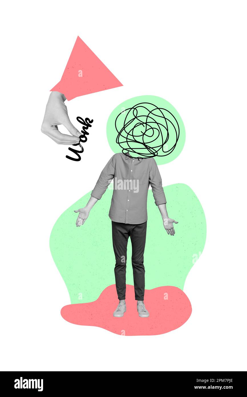 Collage poster magazine artwork photo of weird unusual young guy no ...