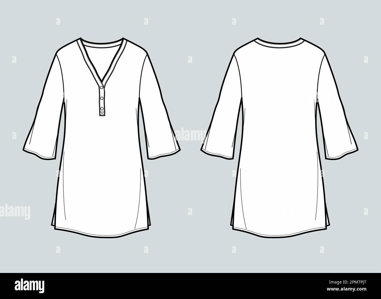 Womans summer dress or tunic. Front and back Stock Vector Image & Art ...