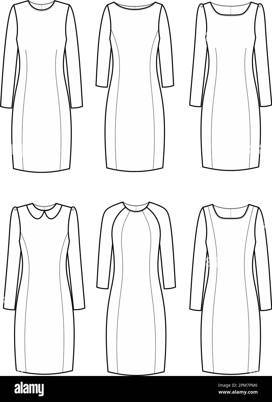 Long sleeve dress sketch Stock Vector Images - Alamy