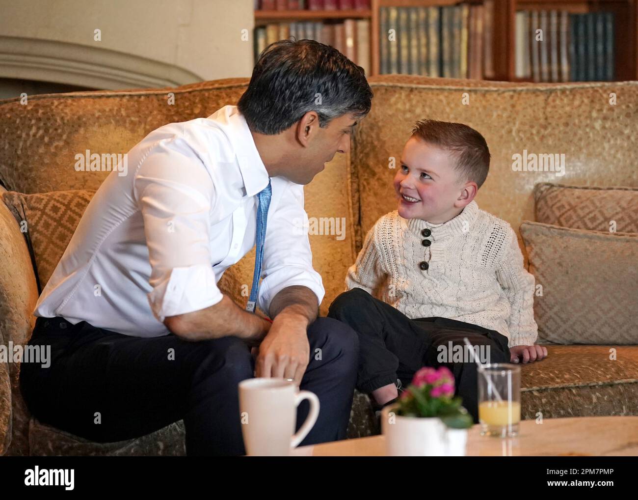 Prime Minister Rishi Sunak presents six-year-old Daithi Mac Gabhann ...