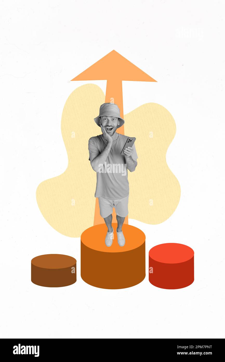 Vertical illustration picture image collage photo of surprised man ...