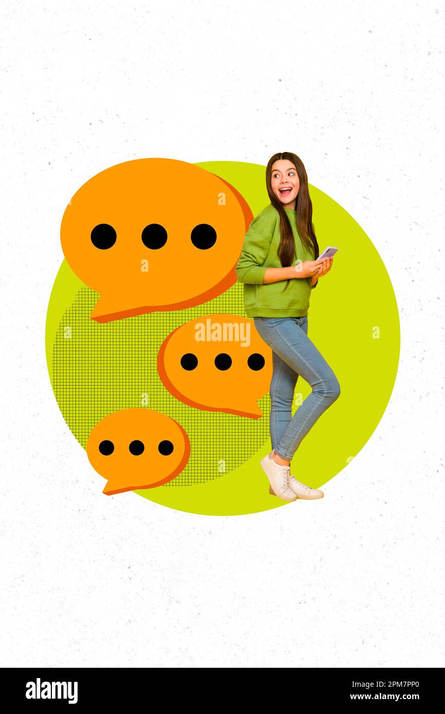 Photo collage poster magazine image of happy smiling funky teenager ...