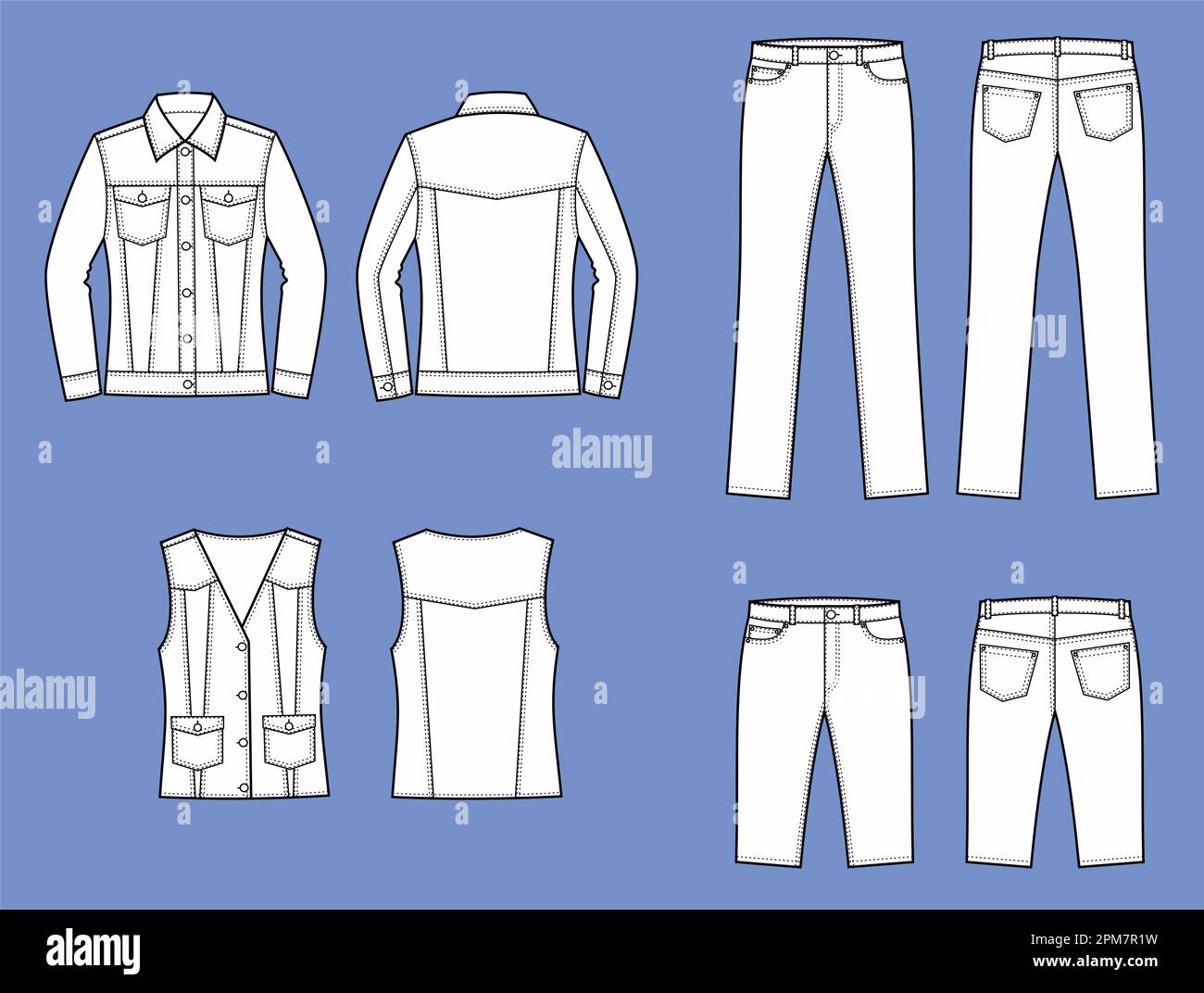 Womans jean jacket clothes. Front and back Stock Vector Image & Art - Alamy Womans jean jacket clothes. Front and back Stock Vector Image & Art - Alamy