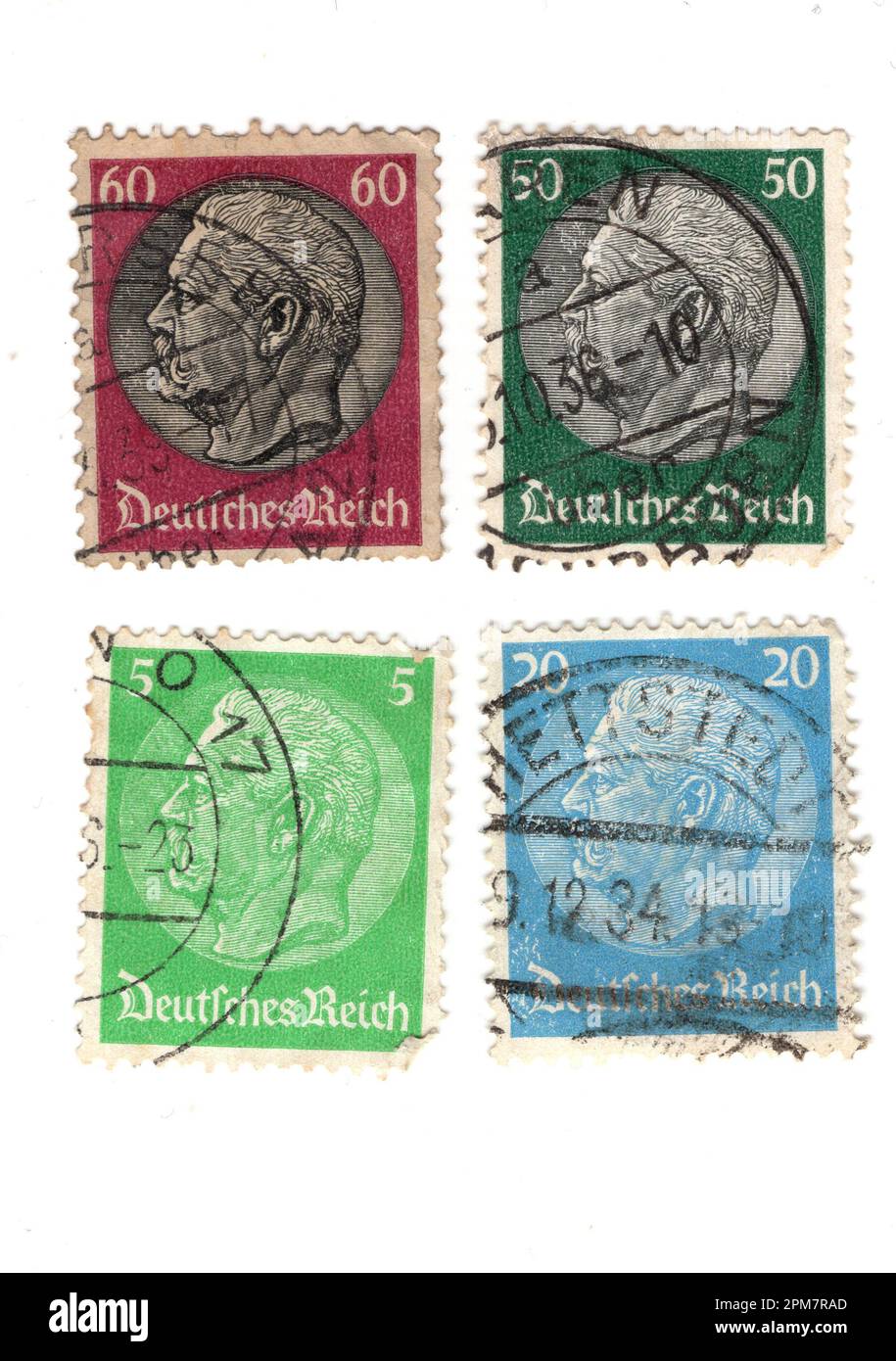 Vintage postage stamps from Germany isolated on a white background ...