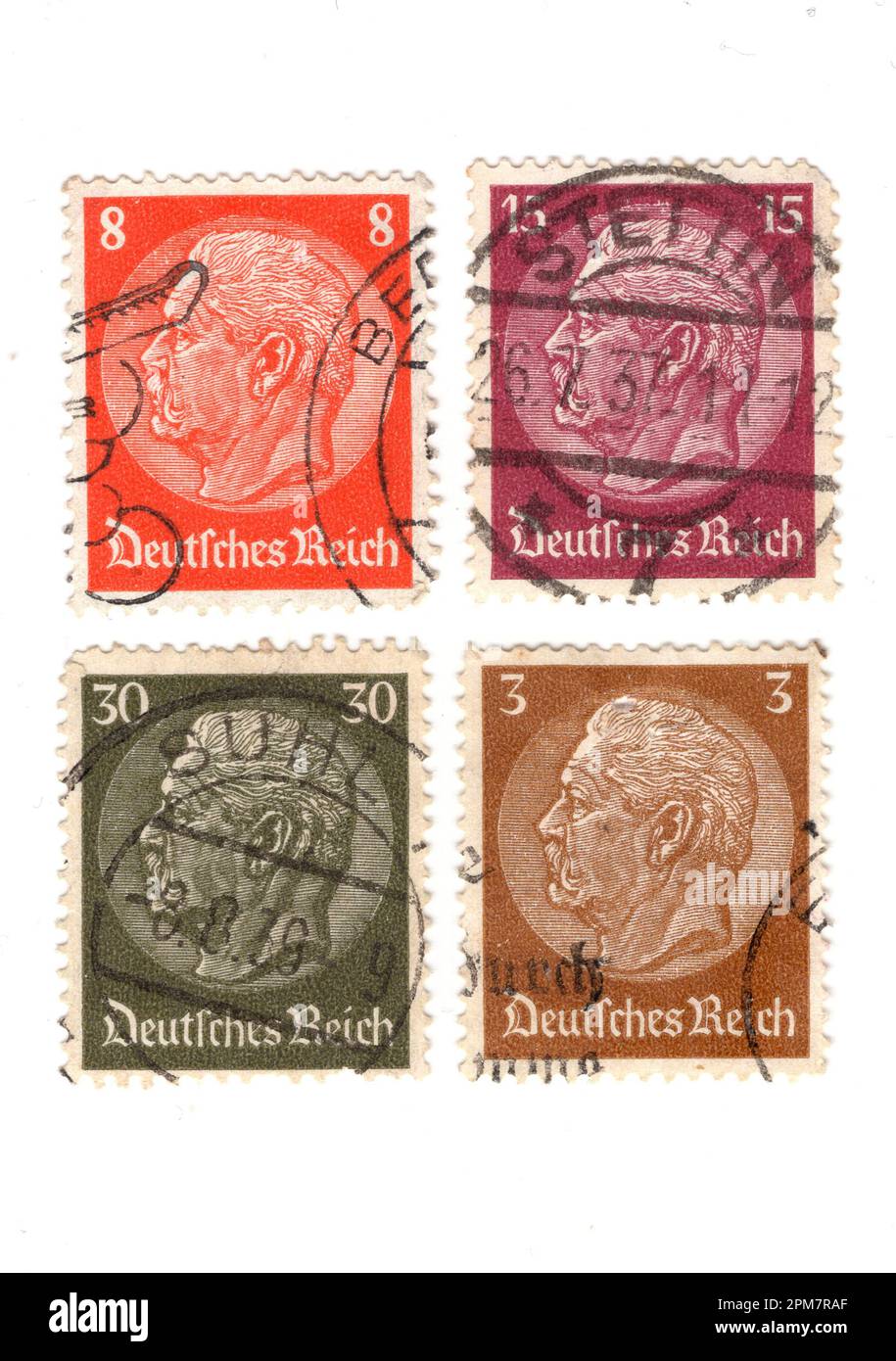 Vintage postage stamps from Germany isolated on a white background ...