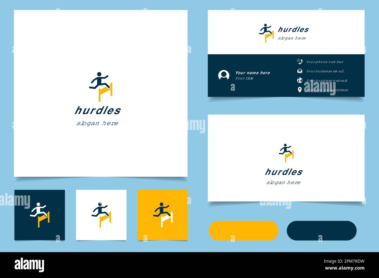 Hurdles logo design with editable slogan. Branding book and business ...