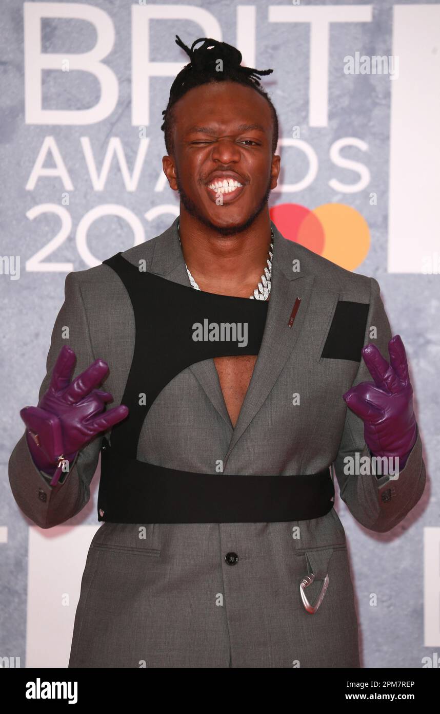 KSI attends The BRIT Awards 2022 at the O2 arena in London Stock Photo ...