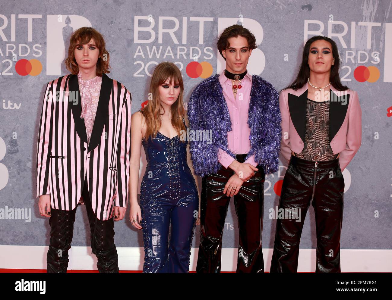 Maneskin attends The BRIT Awards 2022 at the O2 arena in London Stock ...