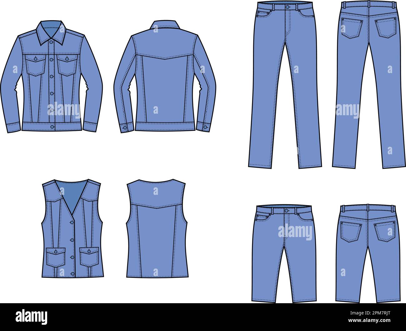 Womans jean jacket clothes. Front and back Stock Vector Image & Art - Alamy Womans jean jacket clothes. Front and back Stock Vector Image & Art - Alamy