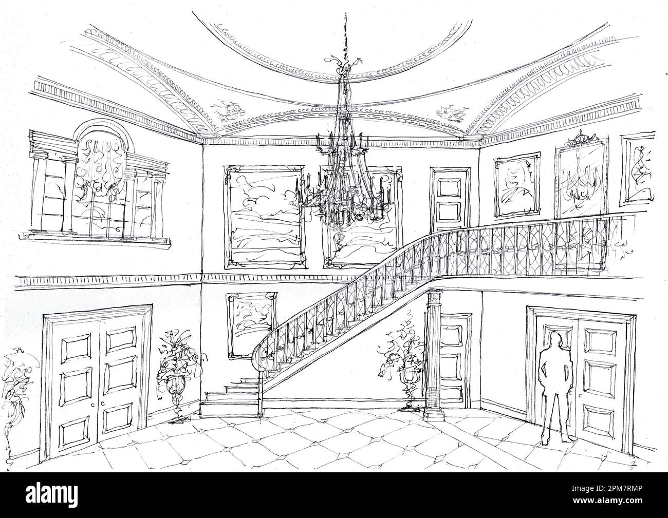 Hallway interior sketch hi-res stock photography and images - Alamy