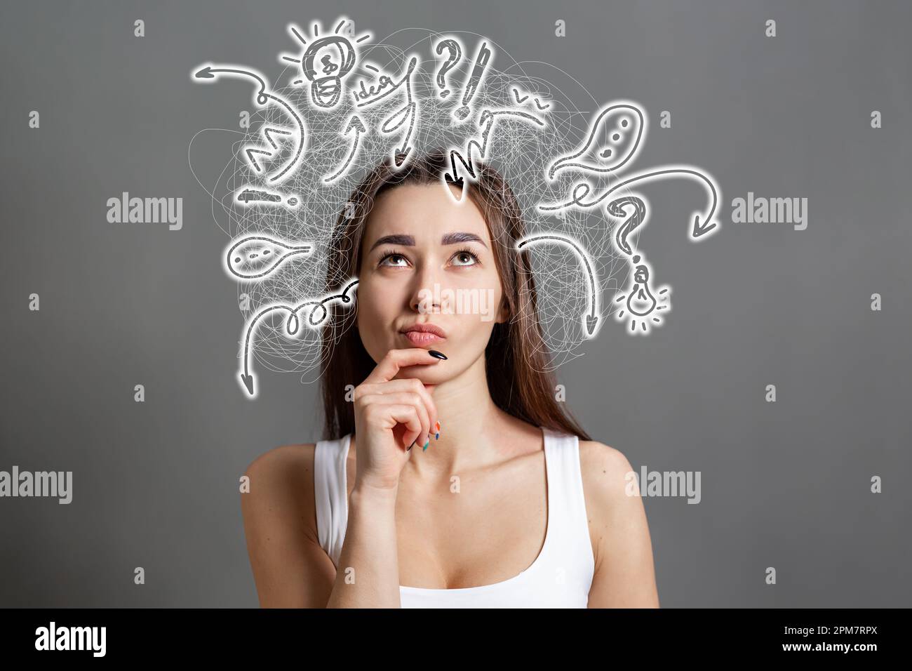 The concept of searching for ideas and information. Portrait of a ...