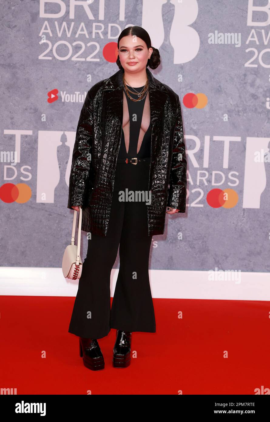 Lola Young attends The BRIT Awards 2022 at the O2 arena in London Stock ...
