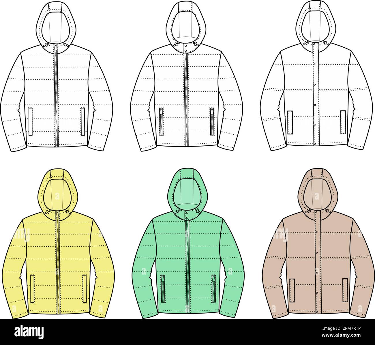 Quilted warm jacket with hood Stock Vector Image & Art - Alamy