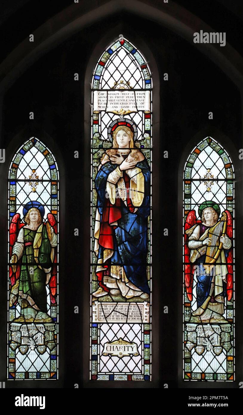 Stained glass window by Percy Bacon & Brothers depicting the virtue ...