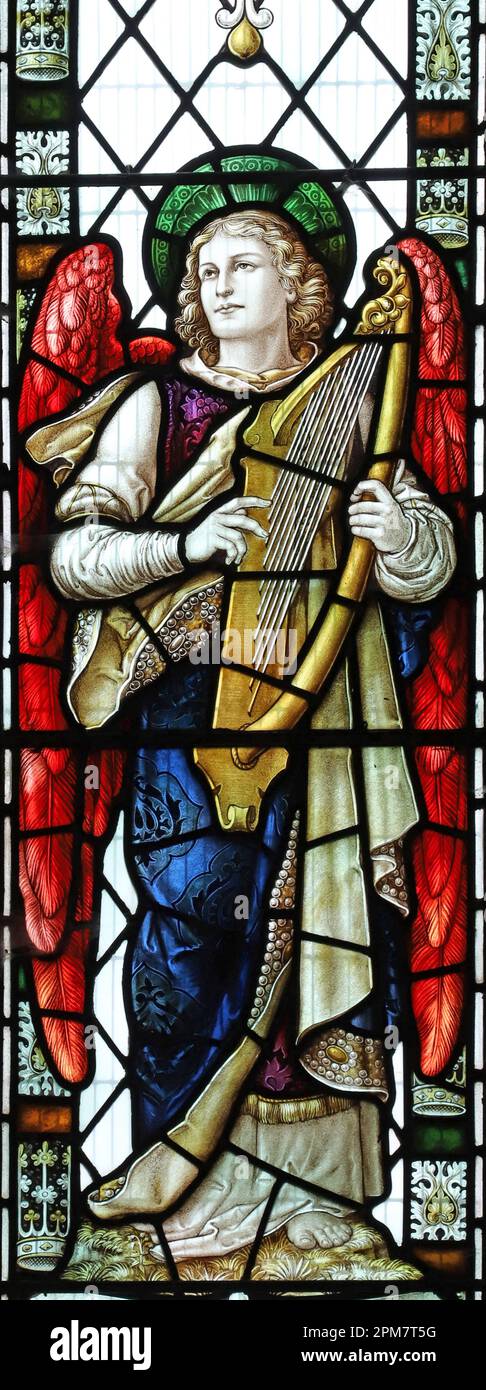 Stained glass window by Percy Bacon & Brothers depicting an angel ...