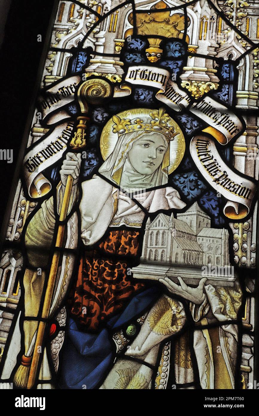 Stained glass window by Percy Bacon & Brothers depicting St. Hilda ...