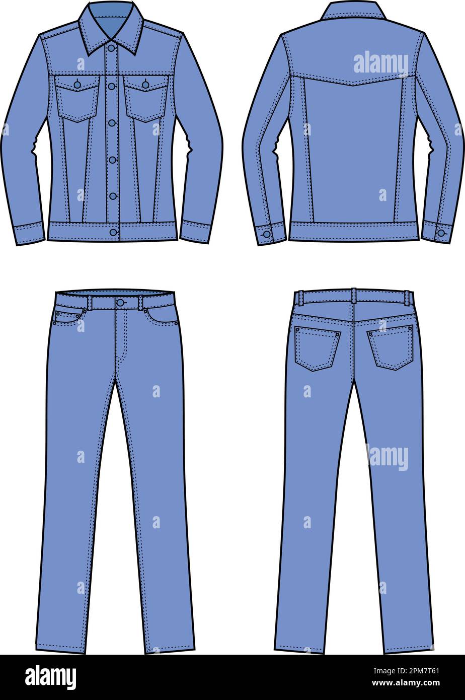 Womans jean jacket and jeans. Front and back Stock Vector Image & Art ... Womans jean jacket and jeans. Front and back Stock Vector Image & Art ...