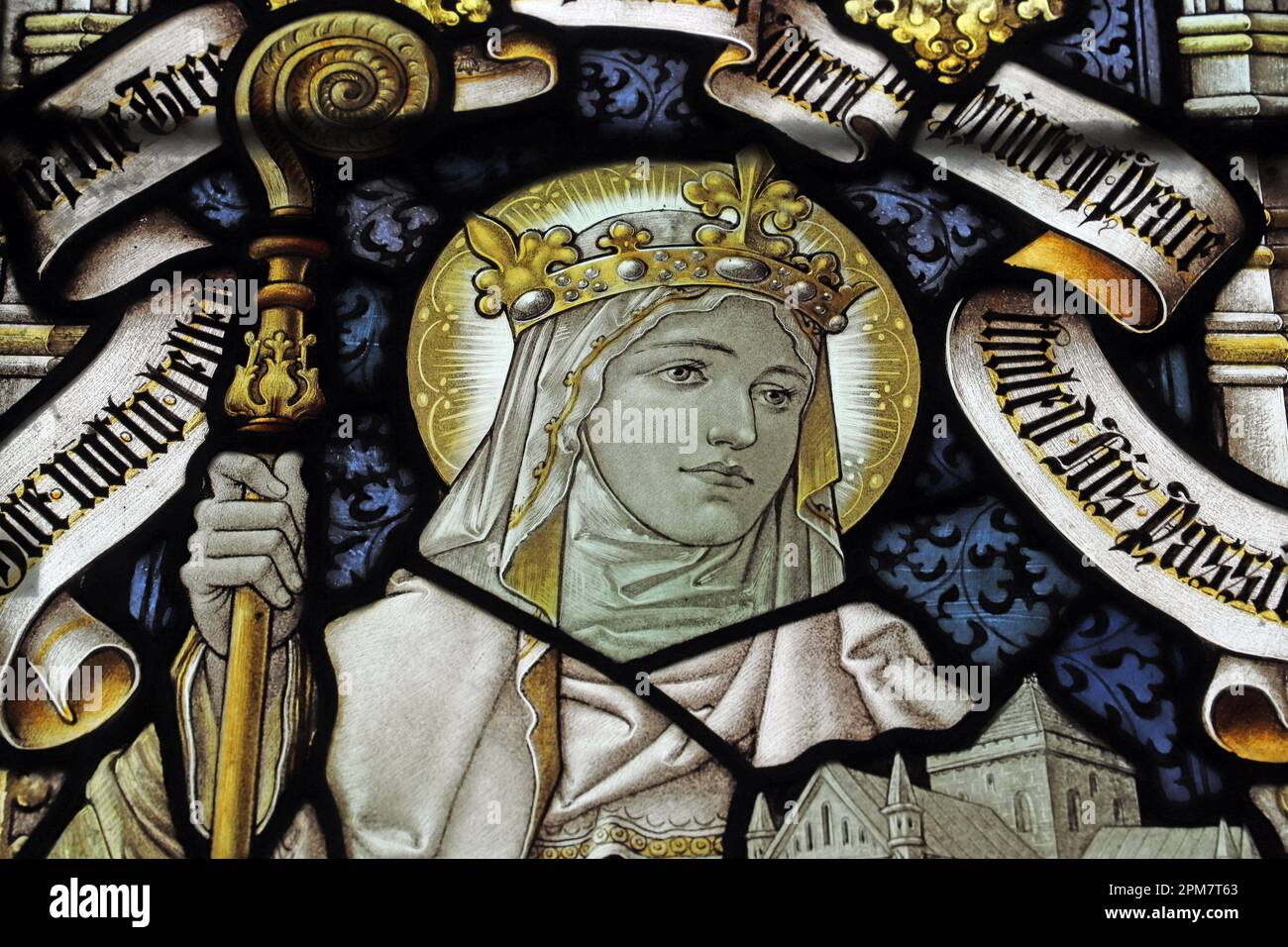 Stained glass window by Percy Bacon & Brothers depicting St. Hilda ...