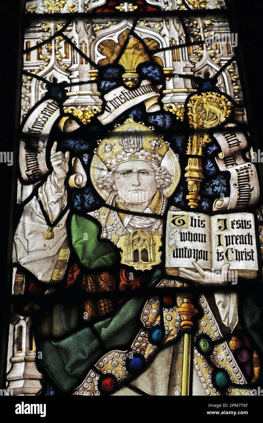Stained glass window by Percy Bacon & Brothers depicting St. Aidan of ...
