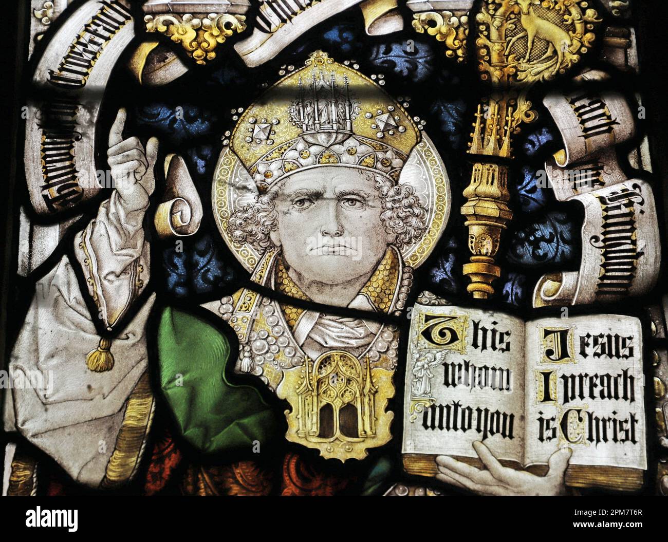 Stained glass window by Percy Bacon & Brothers depicting St. Aidan of ...