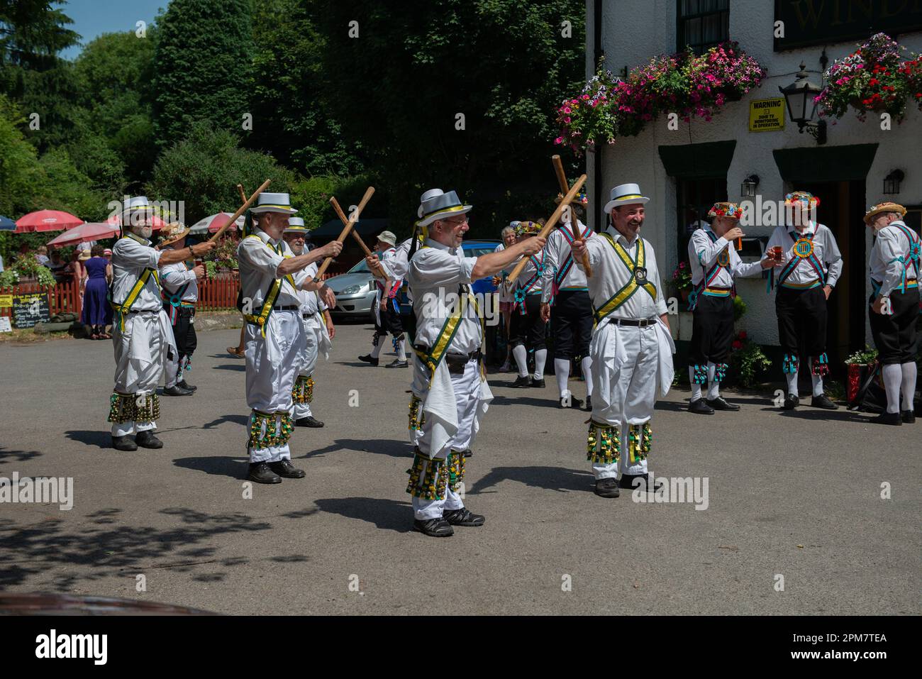 Morris Dancers dancing, The Windmill Public House, Chipperfield ...