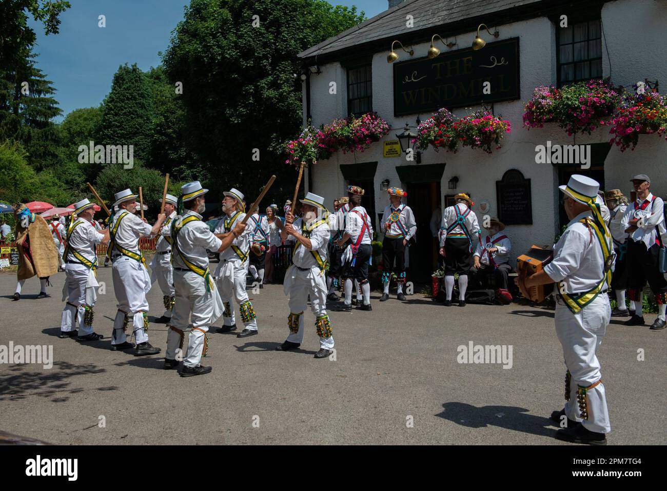 Morris Dancers dancing, The Windmill Public House, Chipperfield ...