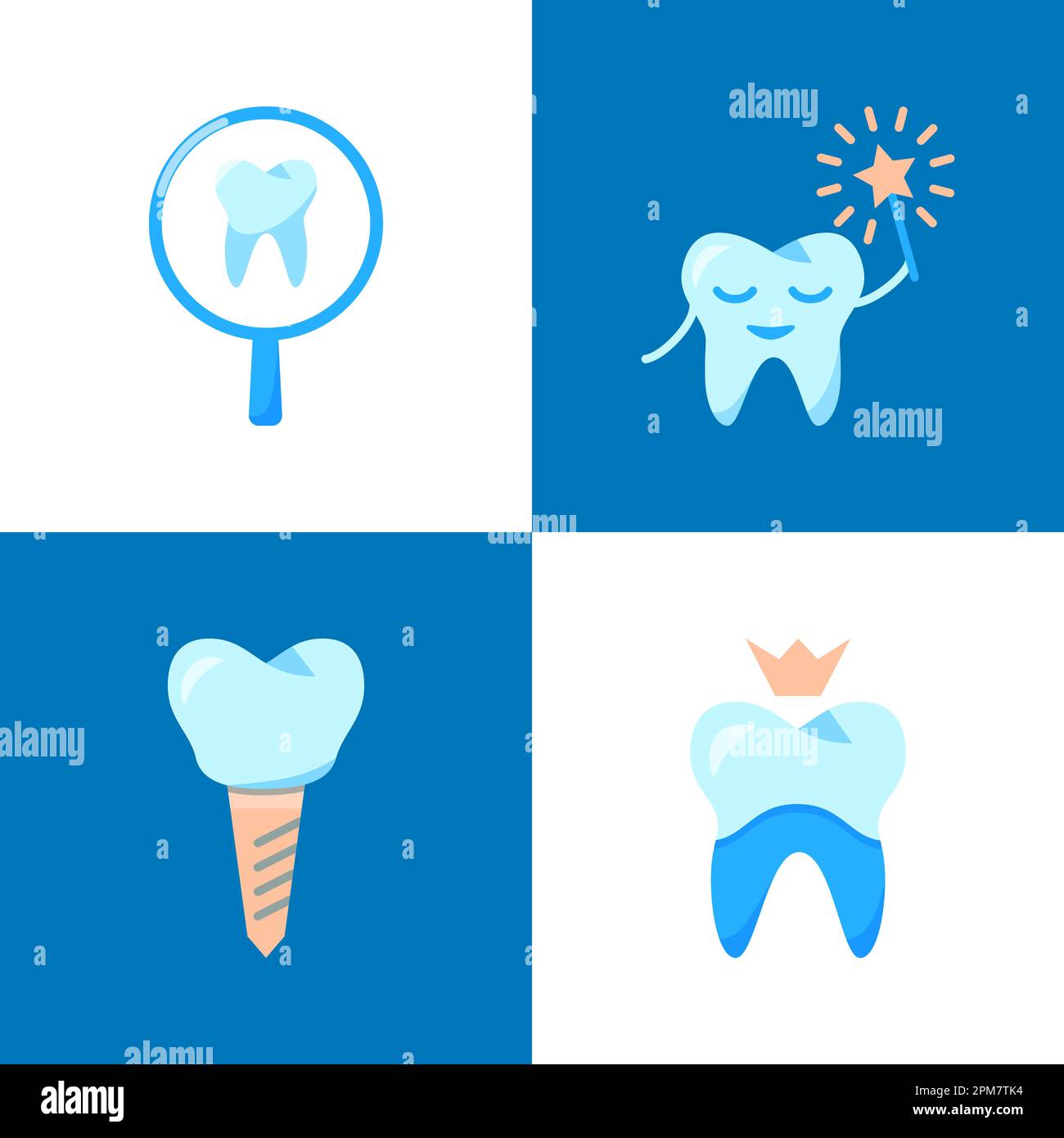 Stomatological clinic icon set in flat style. Dental treatment symbols ...