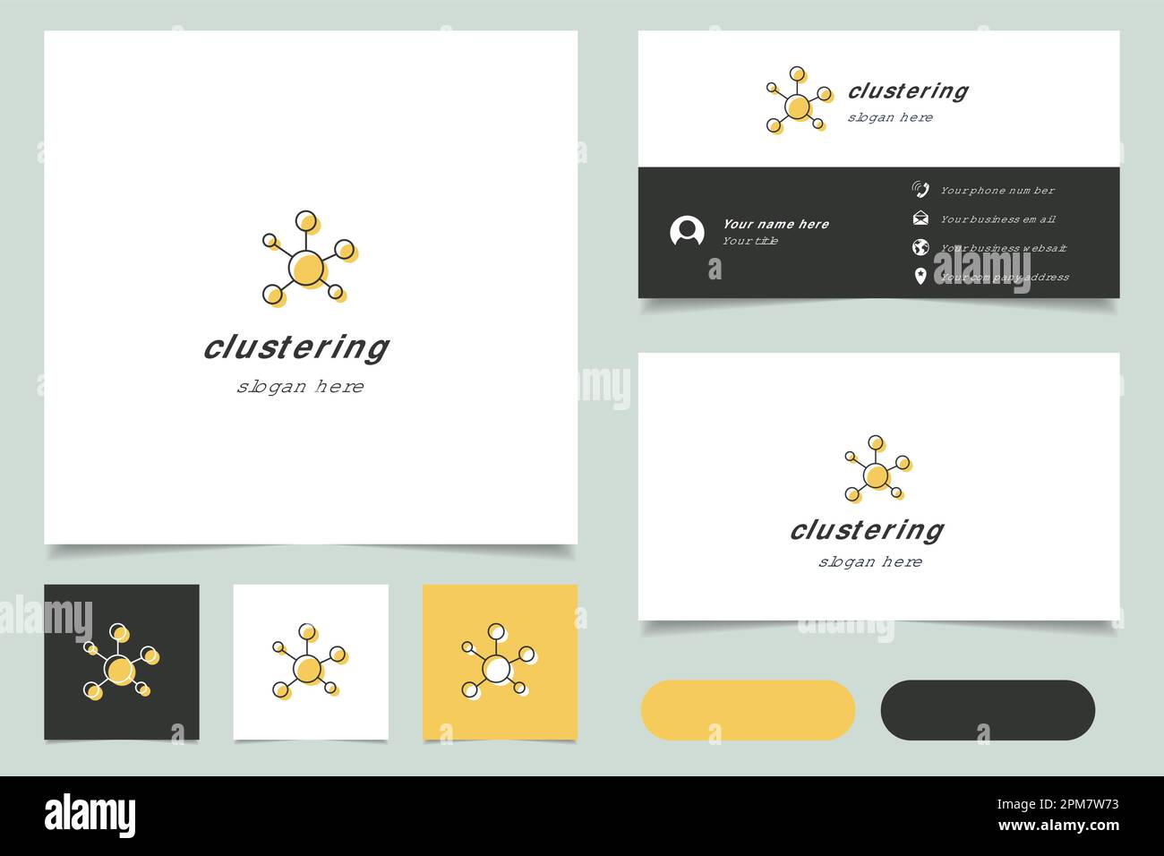 Clustering logo design with editable slogan. Branding book and business ...