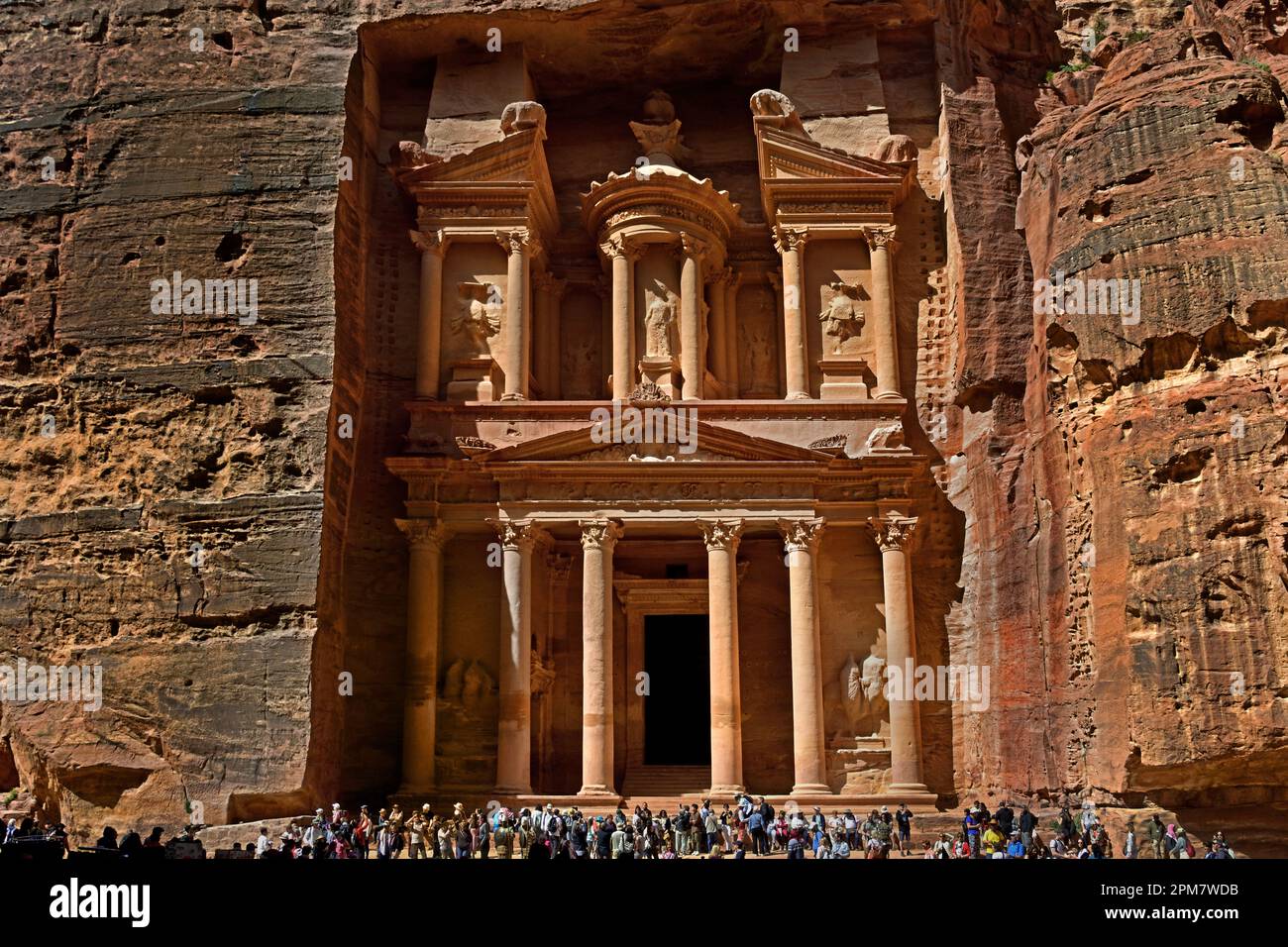 Petra city Al-Khazneh Treasury Temple Nabatean Kingdom structure, rock ...