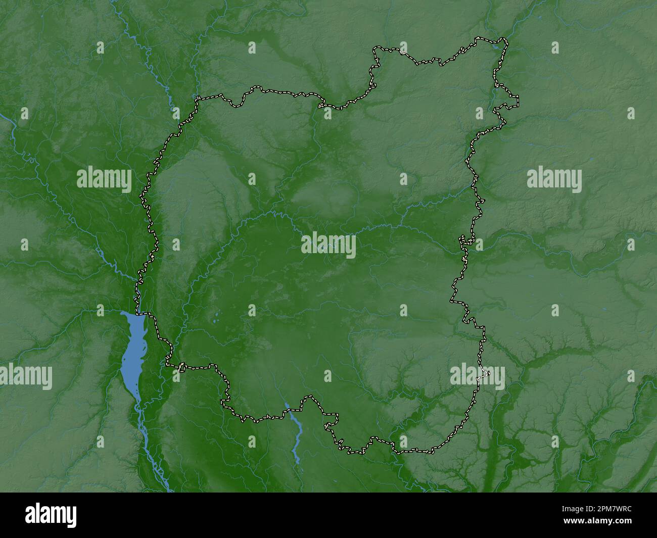 Chernihiv, region of Ukraine. Colored elevation map with lakes and ...