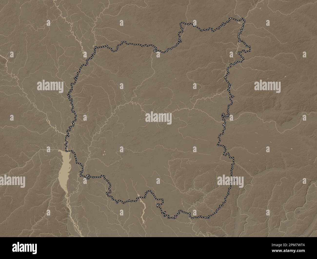 Chernihiv, region of Ukraine. Elevation map colored in sepia tones with ...