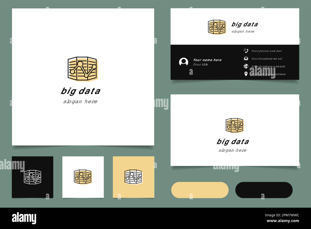 Big data logo design with editable slogan. Branding book and business ...