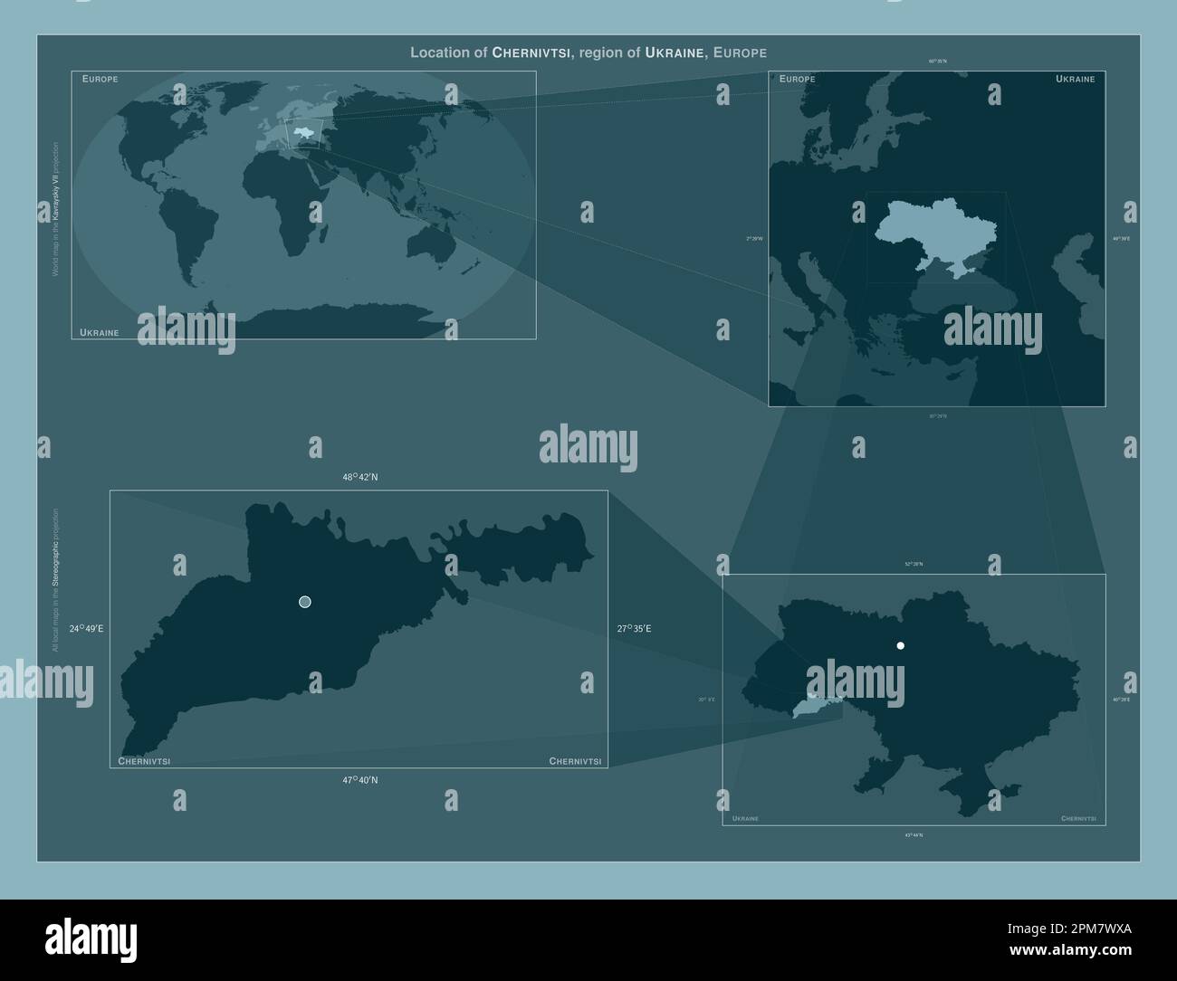Chernivtsi, region of Ukraine. Diagram showing the location of the ...