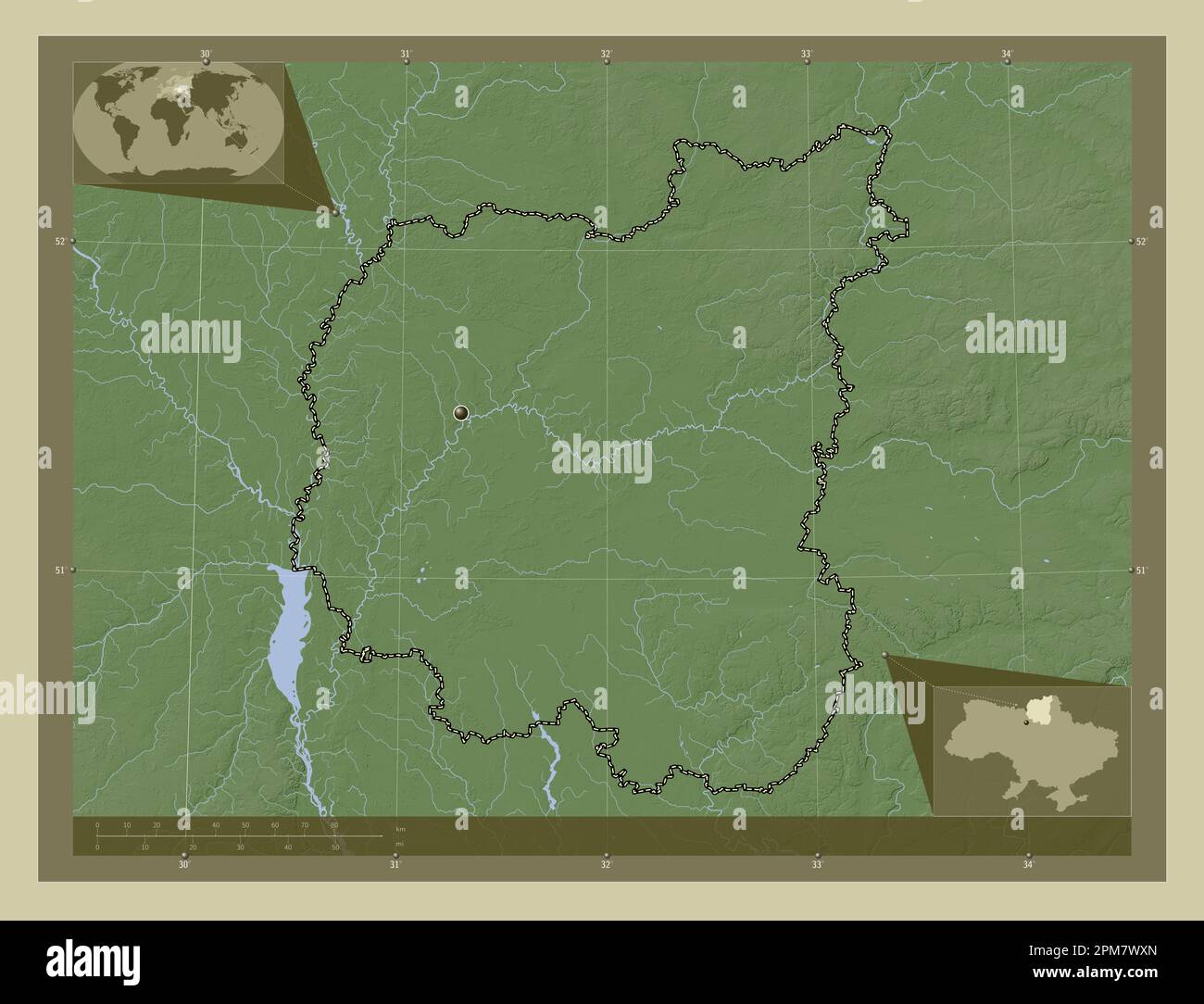 Chernihiv, region of Ukraine. Elevation map colored in wiki style with ...