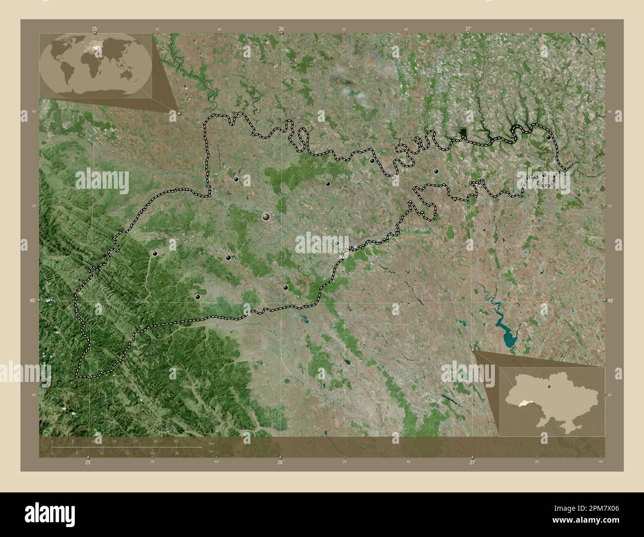 Chernivtsi, region of Ukraine. High resolution satellite map. Locations ...