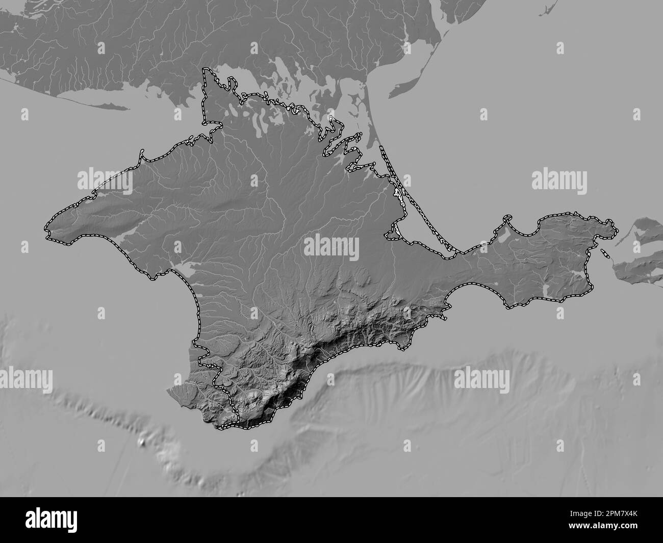 Crimea, autonomous republic of Ukraine. Bilevel elevation map with ...
