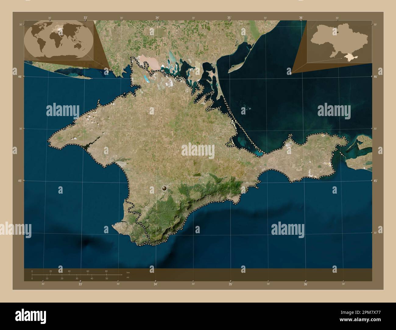 Crimea, autonomous republic of Ukraine. Low resolution satellite map ...