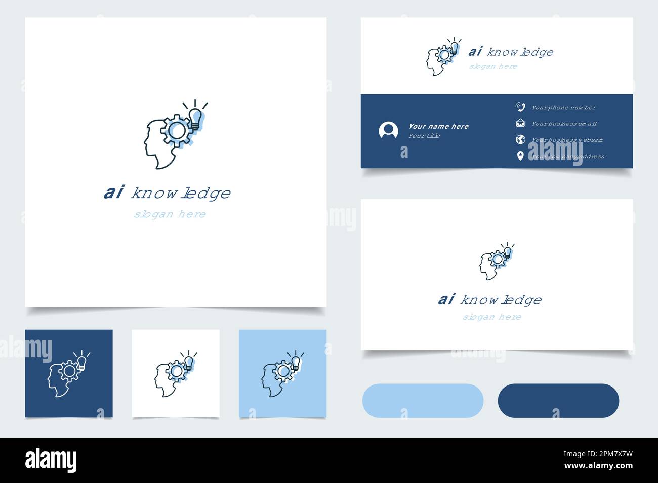 Ai knowledge logo design with editable slogan. Branding book and ...