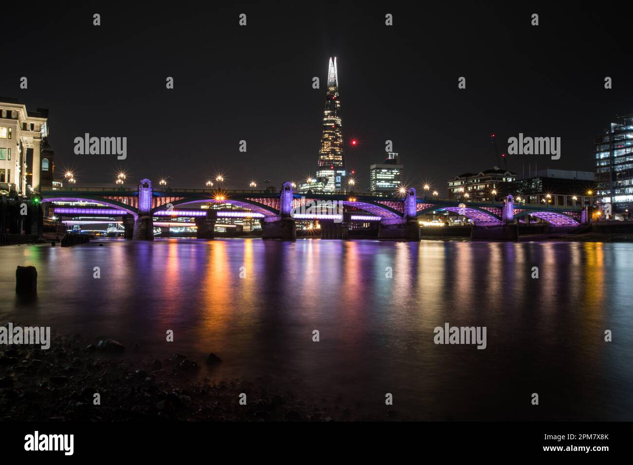 London at night Shard bridge Stock Photo - Alamy