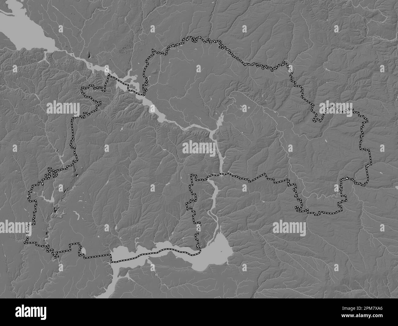 Dnipropetrovs'k, region of Ukraine. Bilevel elevation map with lakes ...