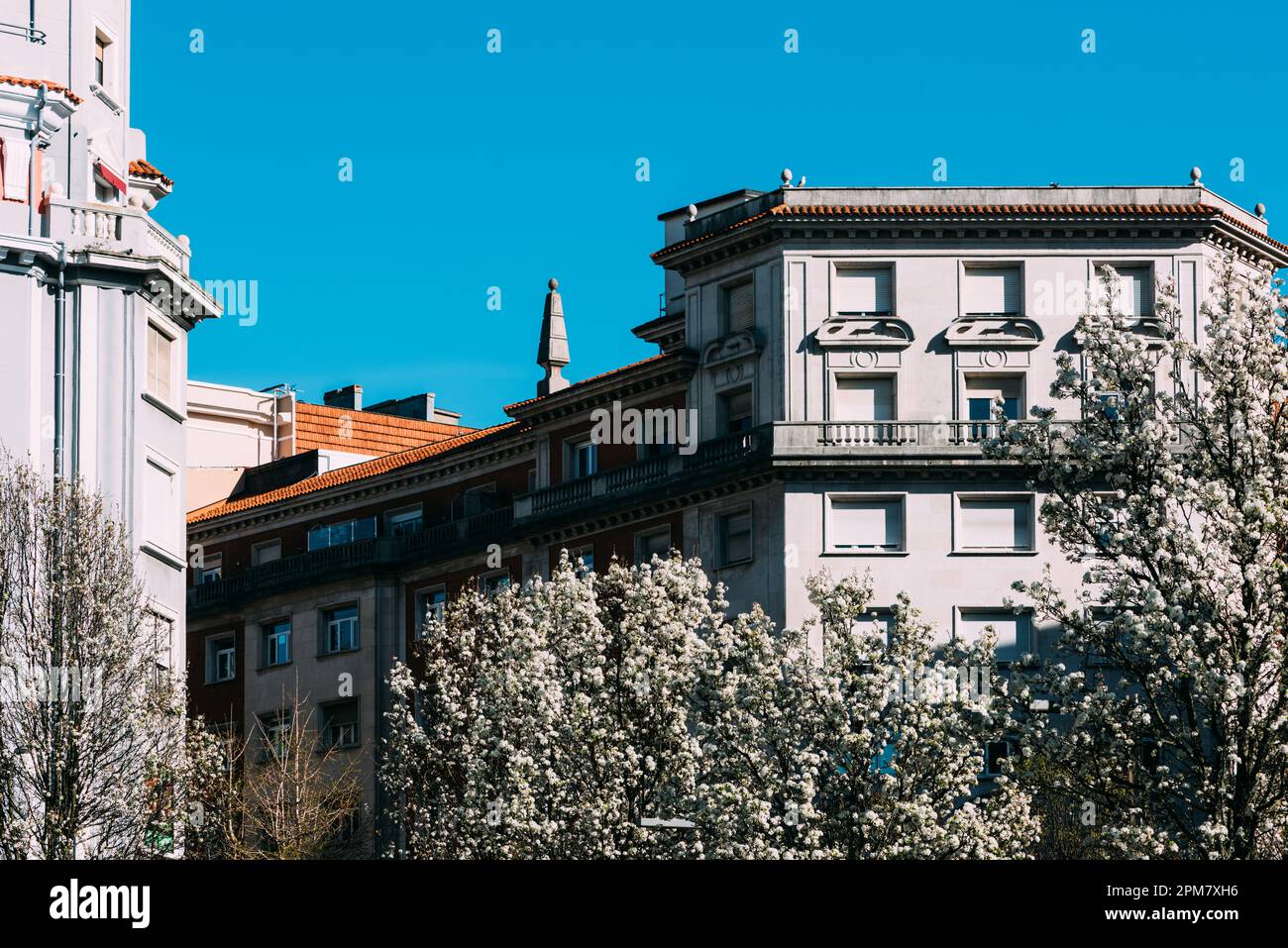 Traditional buildings in Santander, Cantabria, Spain during the spring ...