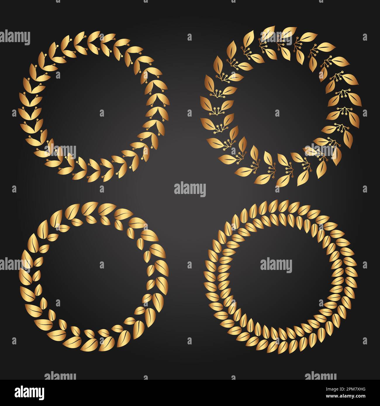 Golden Award wreath. Round Laurel wreath. Circle floral frame Stock ...
