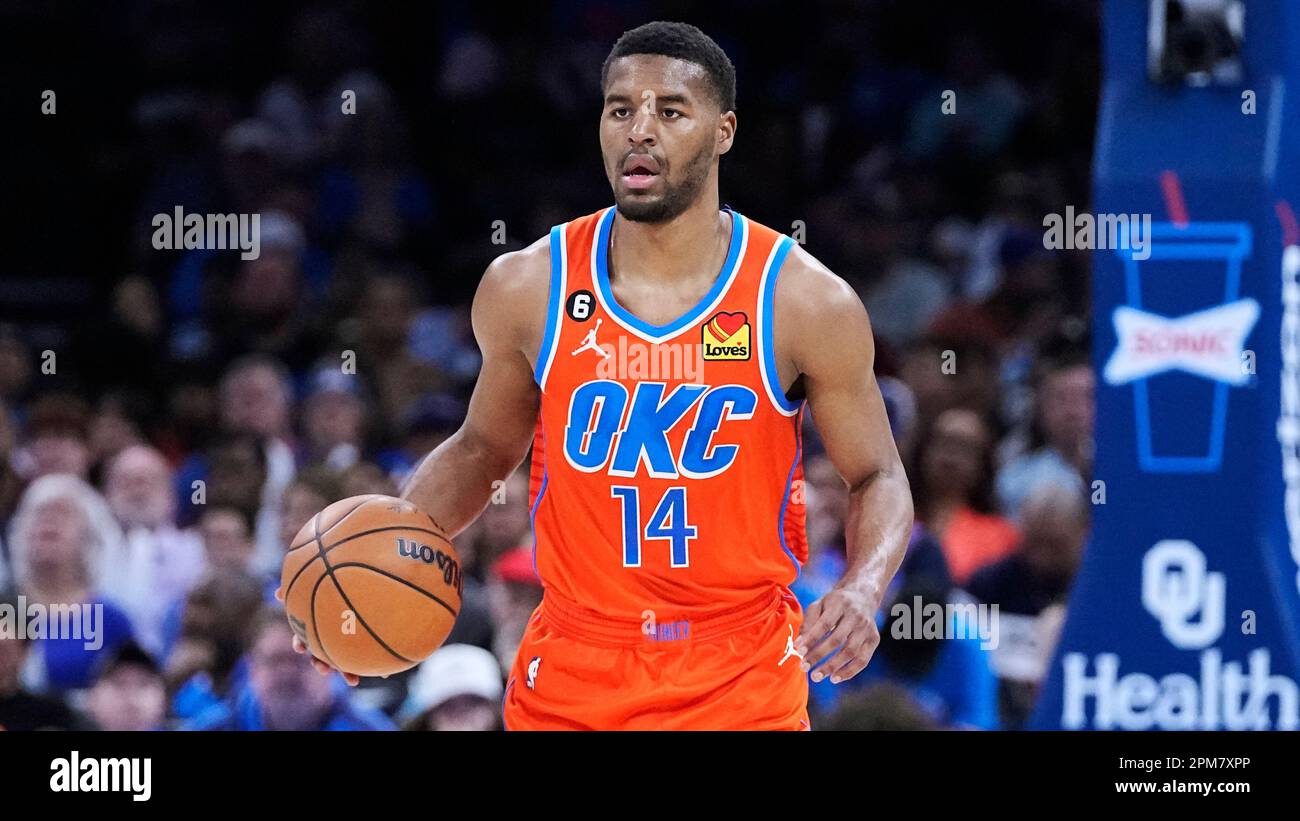 Oklahoma City Thunder guard Jared Butler (14) during an NBA basketball ...