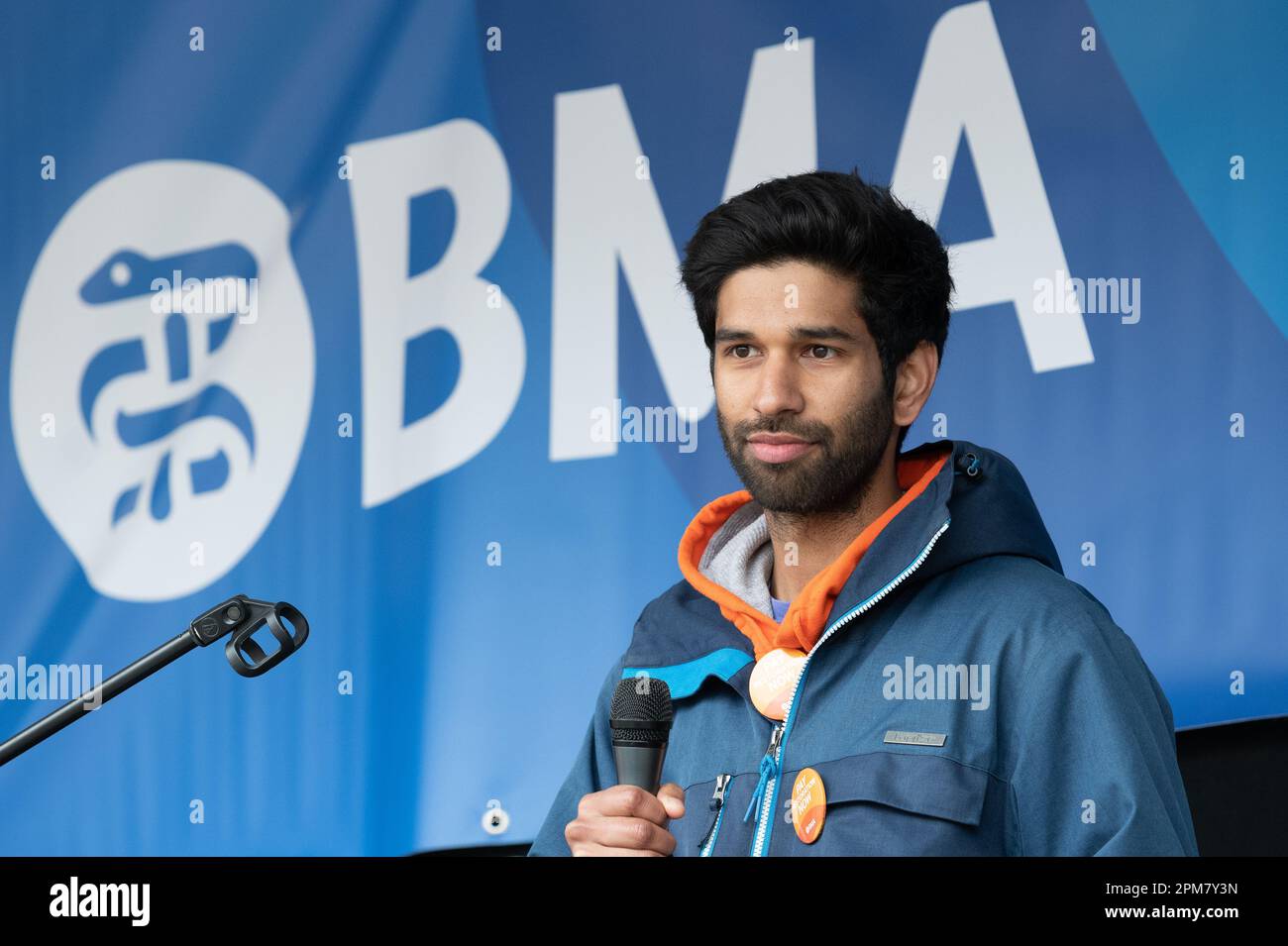 London, UK. 11 April, 2023. Vivek Trivedi, co-chair of BMA Junior ...