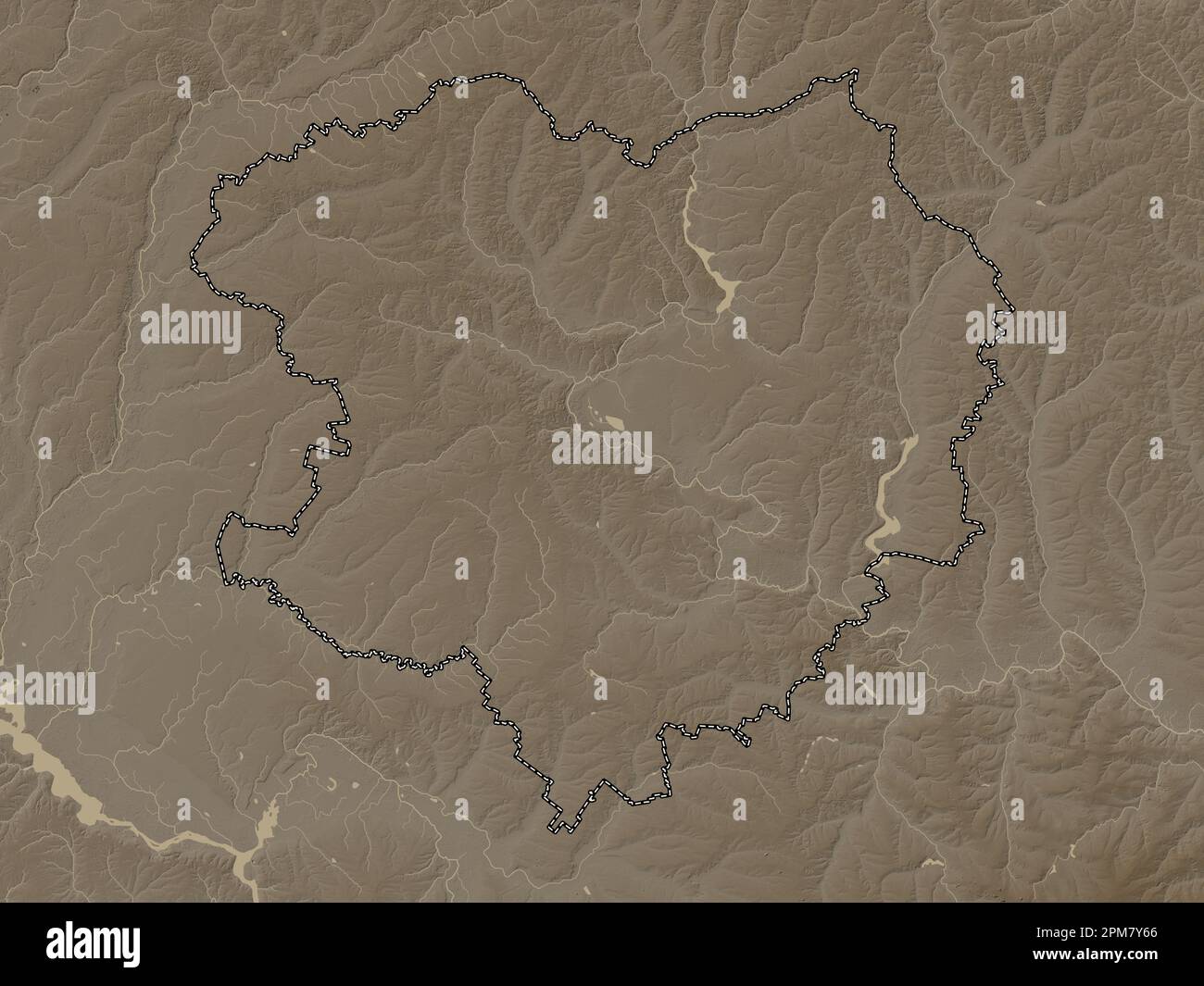 Kharkiv, region of Ukraine. Elevation map colored in sepia tones with ...