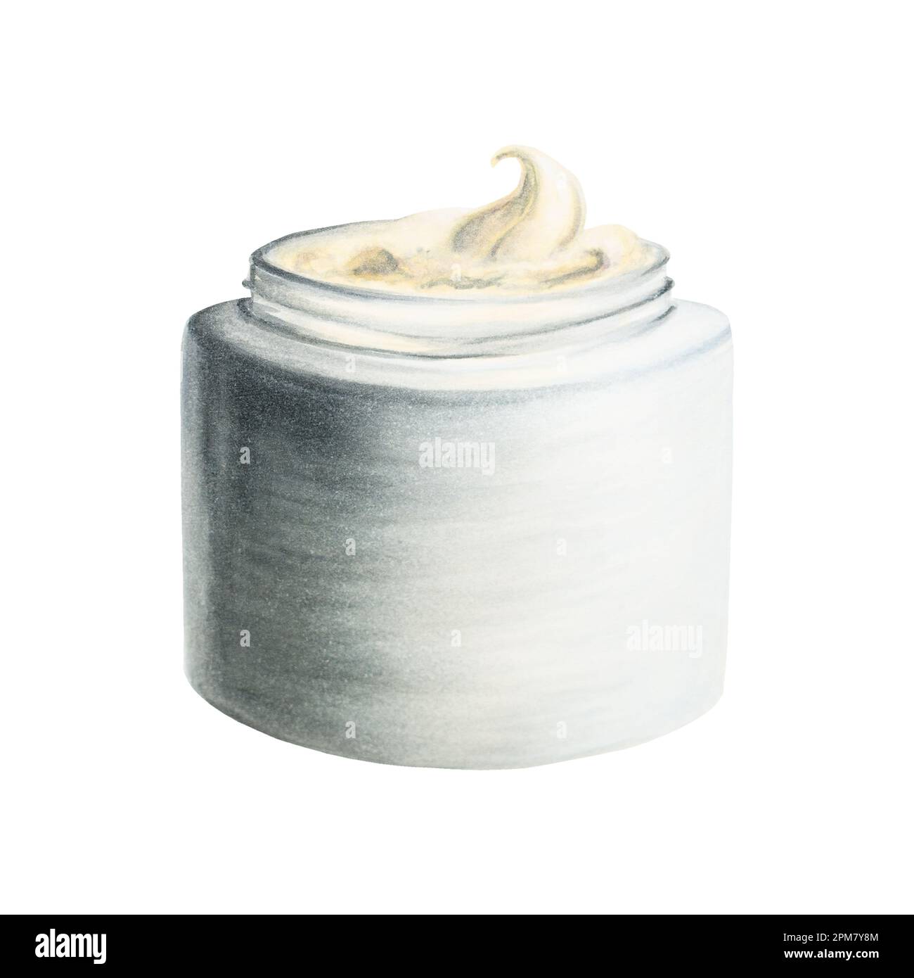 Watercolor skincare illustration. Face cream in a jar. Isolated on ...