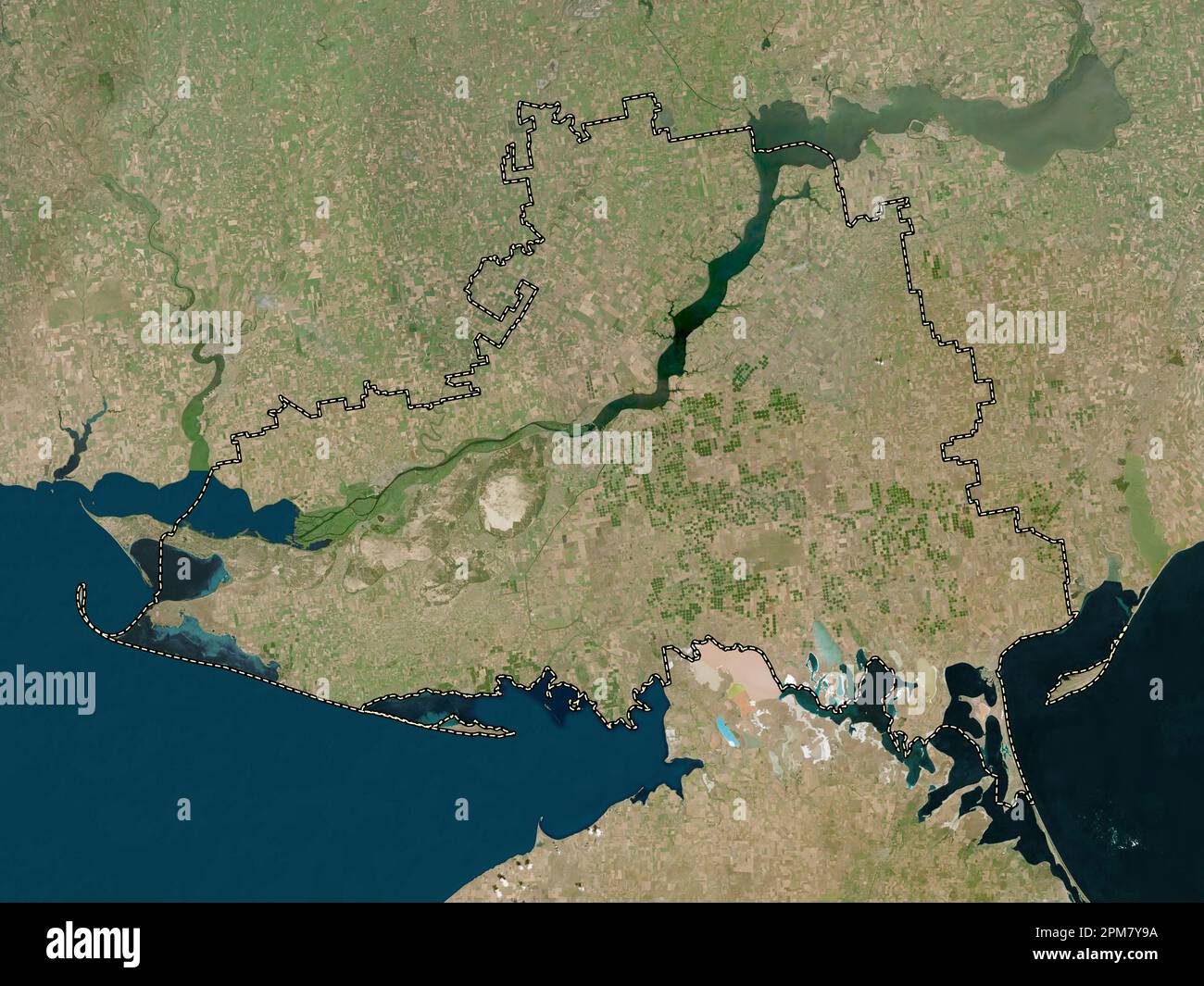 Kherson, region of Ukraine. Low resolution satellite map Stock Photo ...