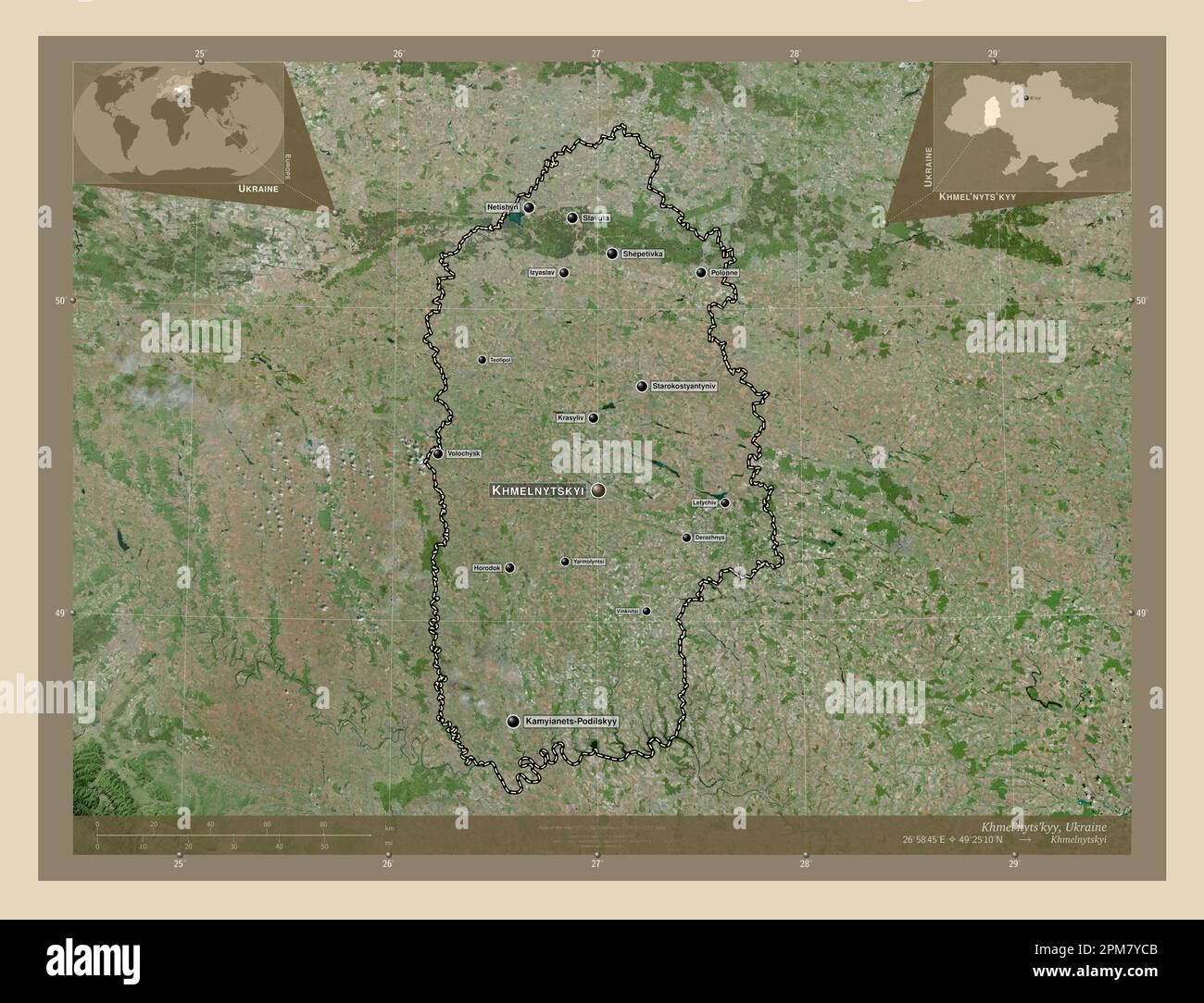 Khmel'nyts'kyy, region of Ukraine. High resolution satellite map ...