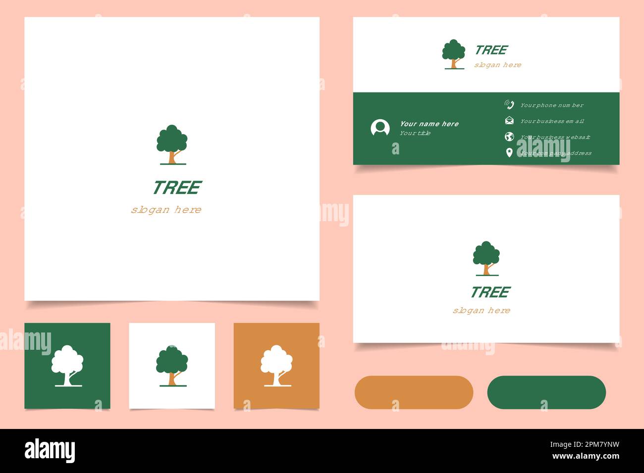 Tree logo design with editable slogan. Branding book and business card ...