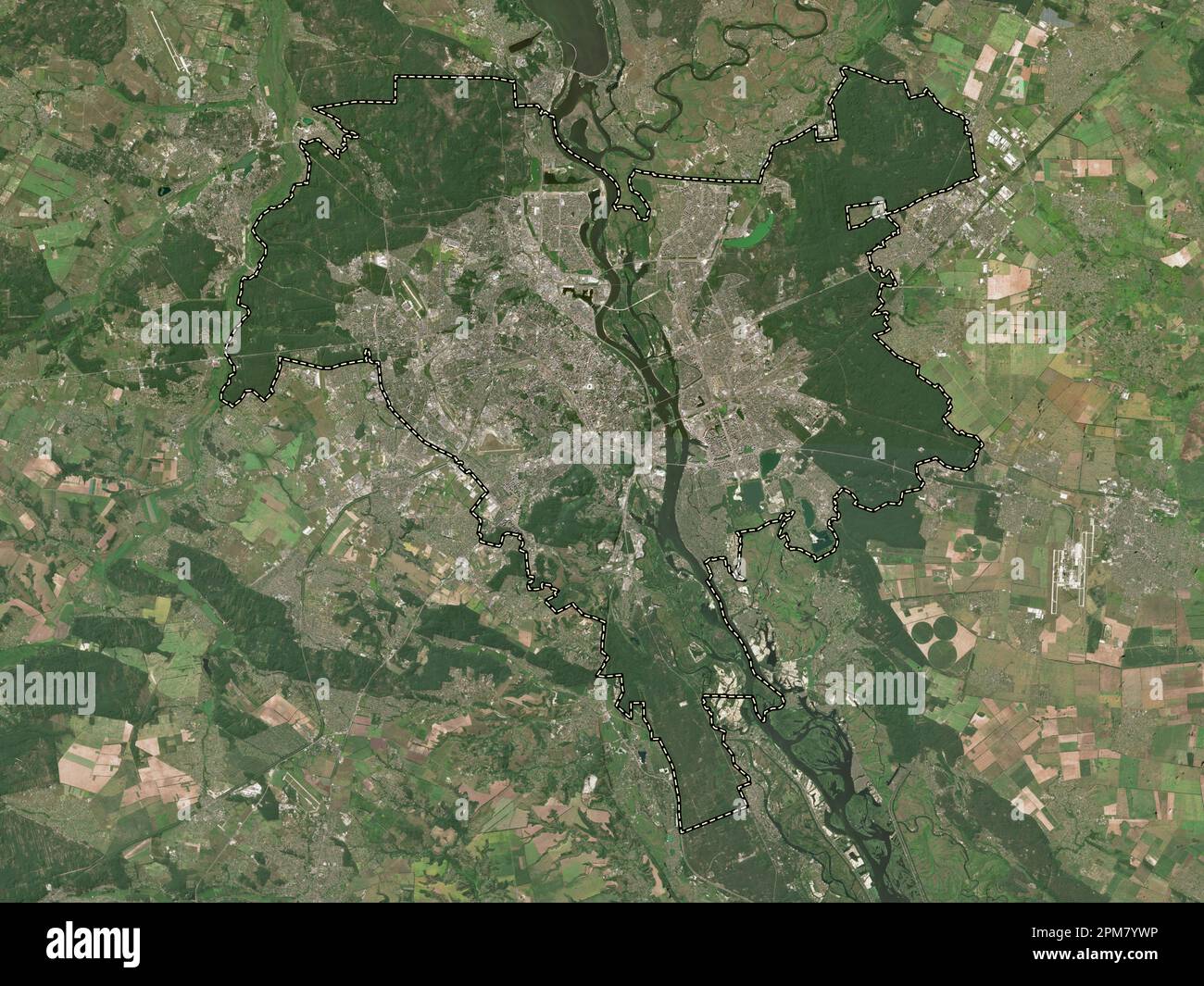 Kiev City, independent city of Ukraine. Low resolution satellite map ...